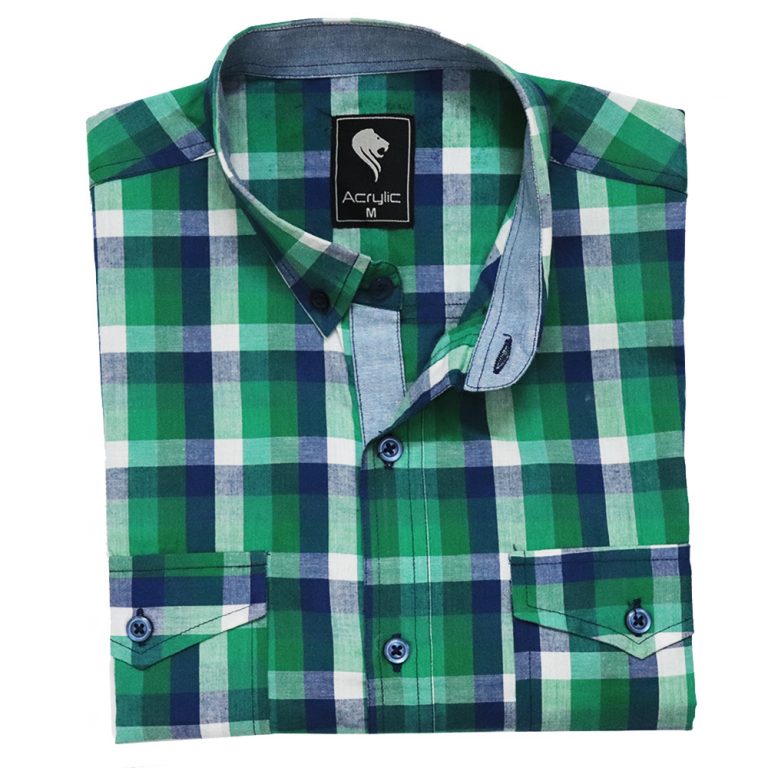 Green And White Check Shirt - Perbal Clothing